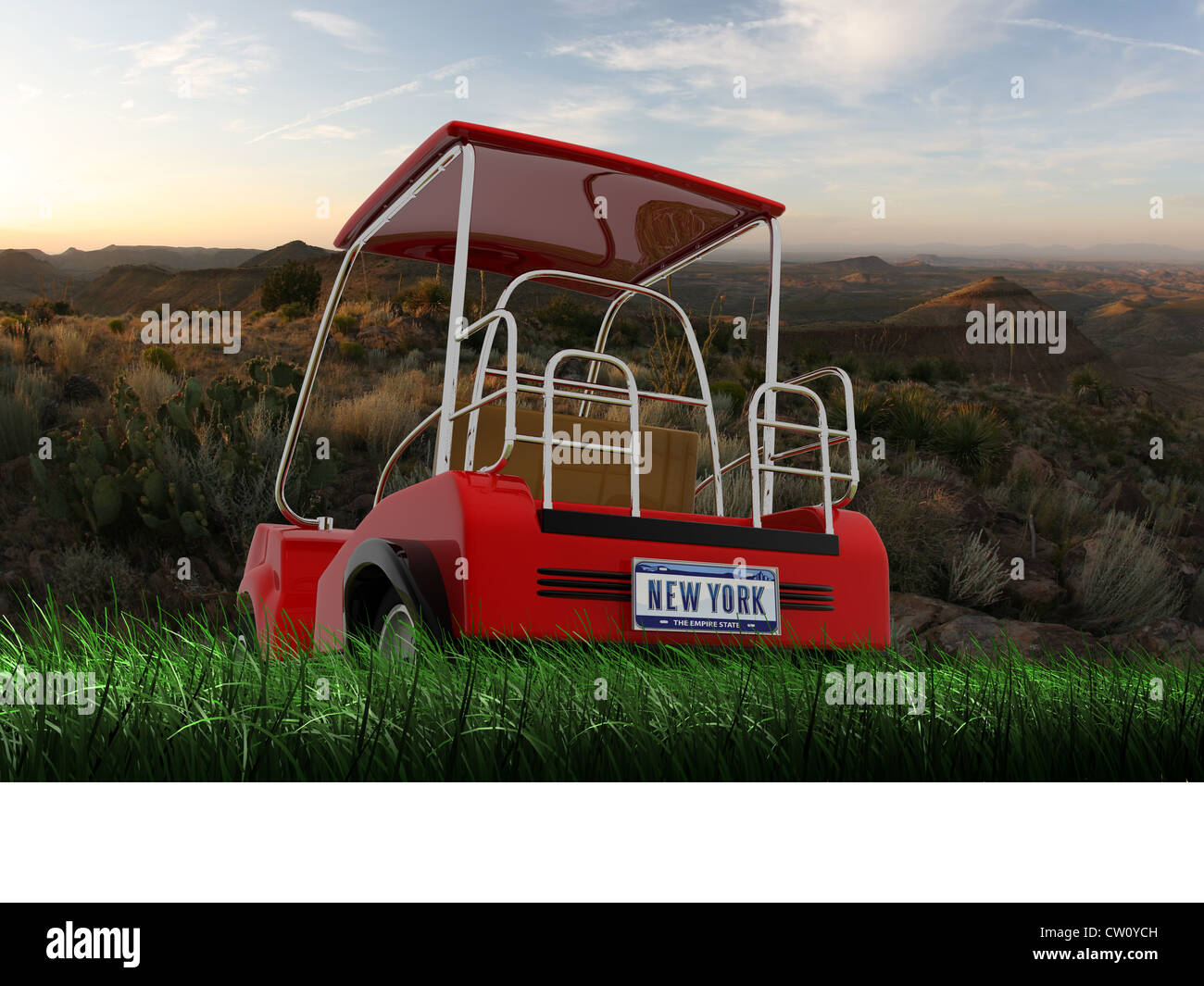 golf cart on green grass Stock Photo - Alamy