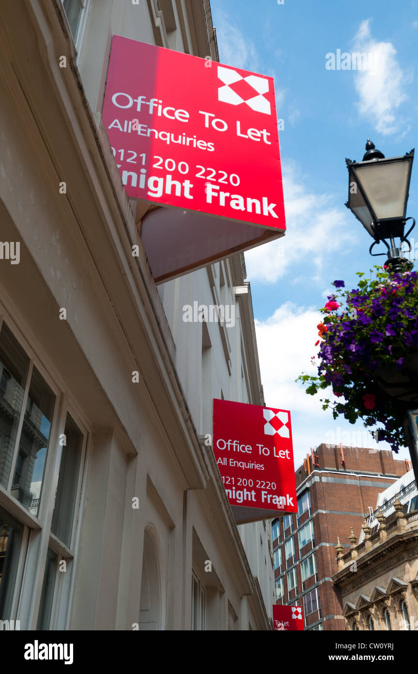 Office space to let signs in Brimingham, England Stock Photo - Alamy