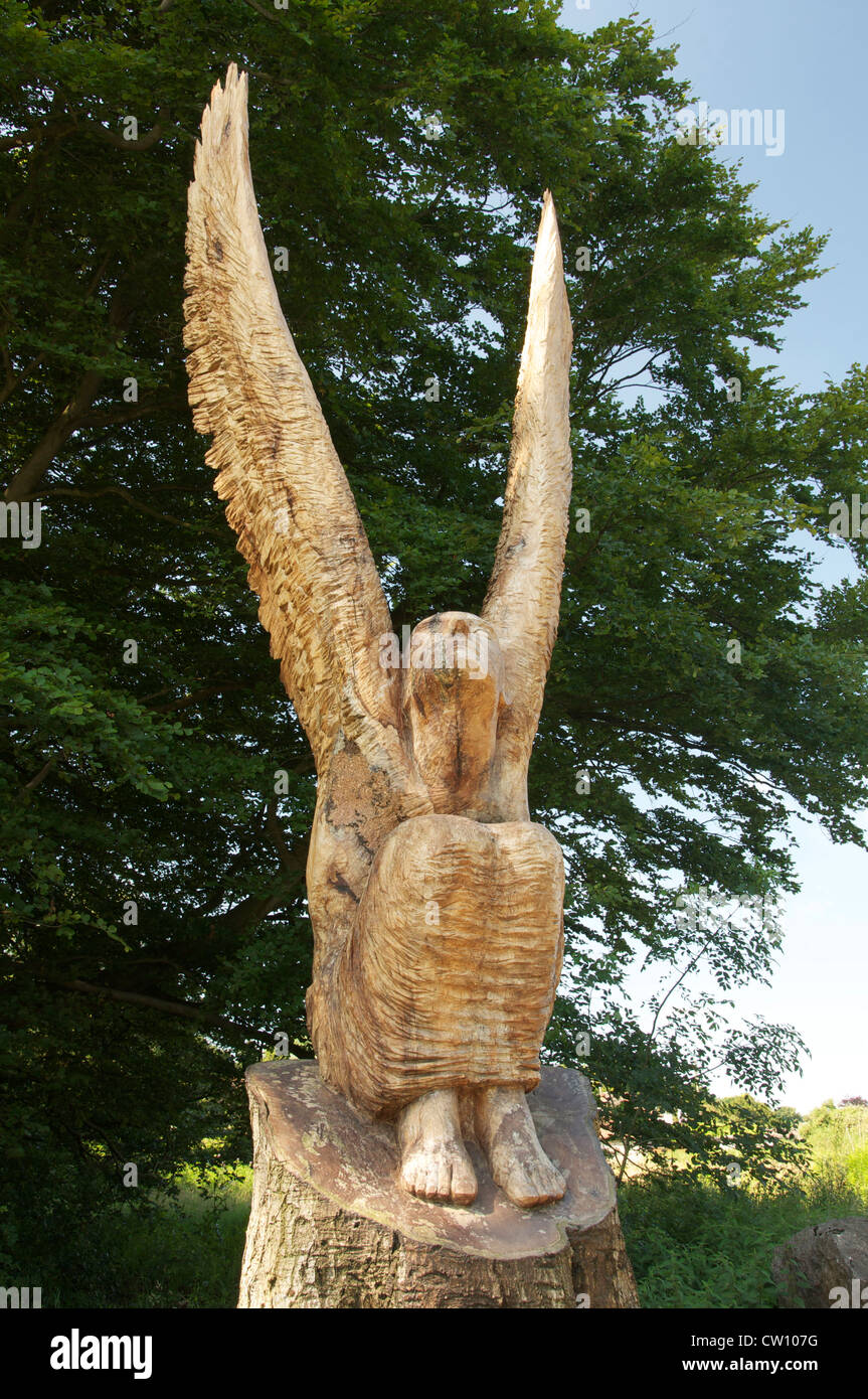 Guardian Angel. A dead Beech tree carved by sculptor Ant Beetlestone ...