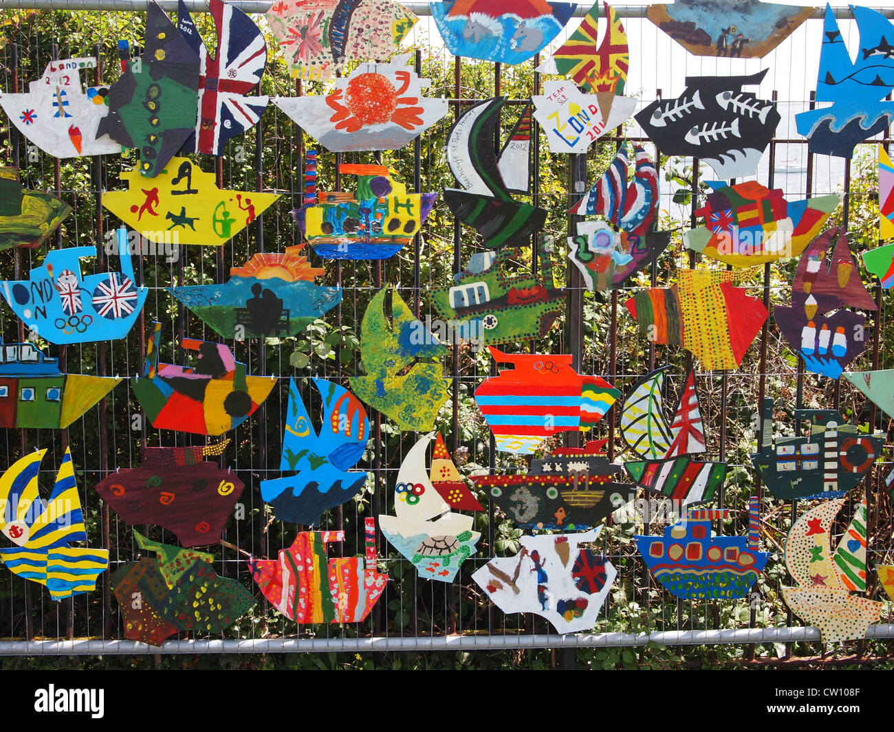 abstract murial on a fence at weymouth Stock Photo - Alamy