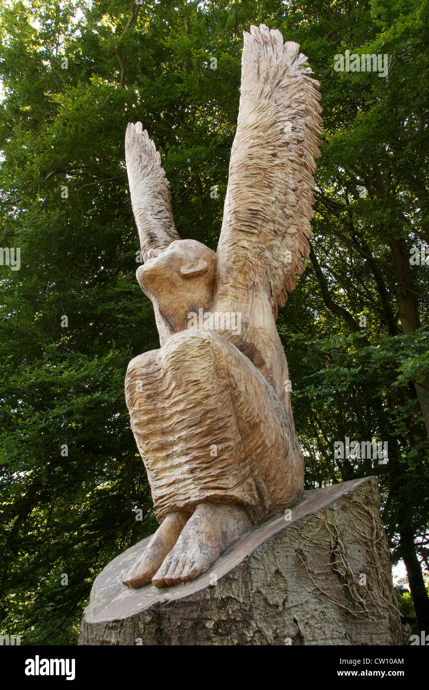 Guardian Angel. A dead Beech tree carved by sculptor Ant Beetlestone ...