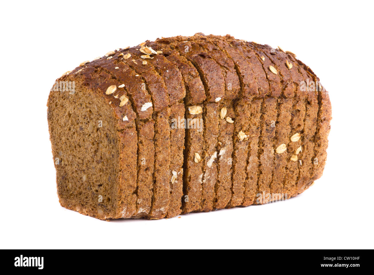 Delicious wholemeal baked bread isolated on white background Stock ...