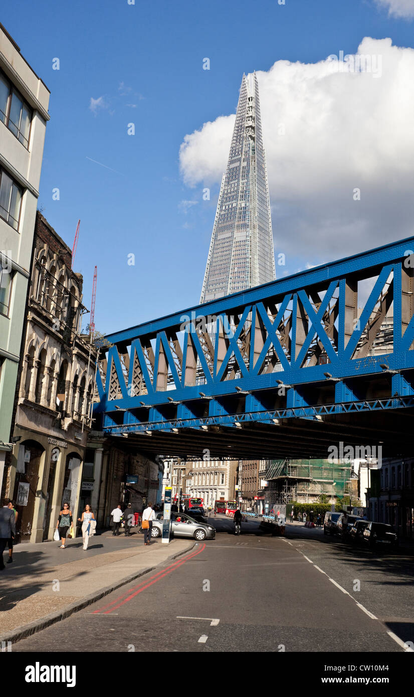 Railway bridge and the Shard, London, England, UK Stock Photo - Alamy