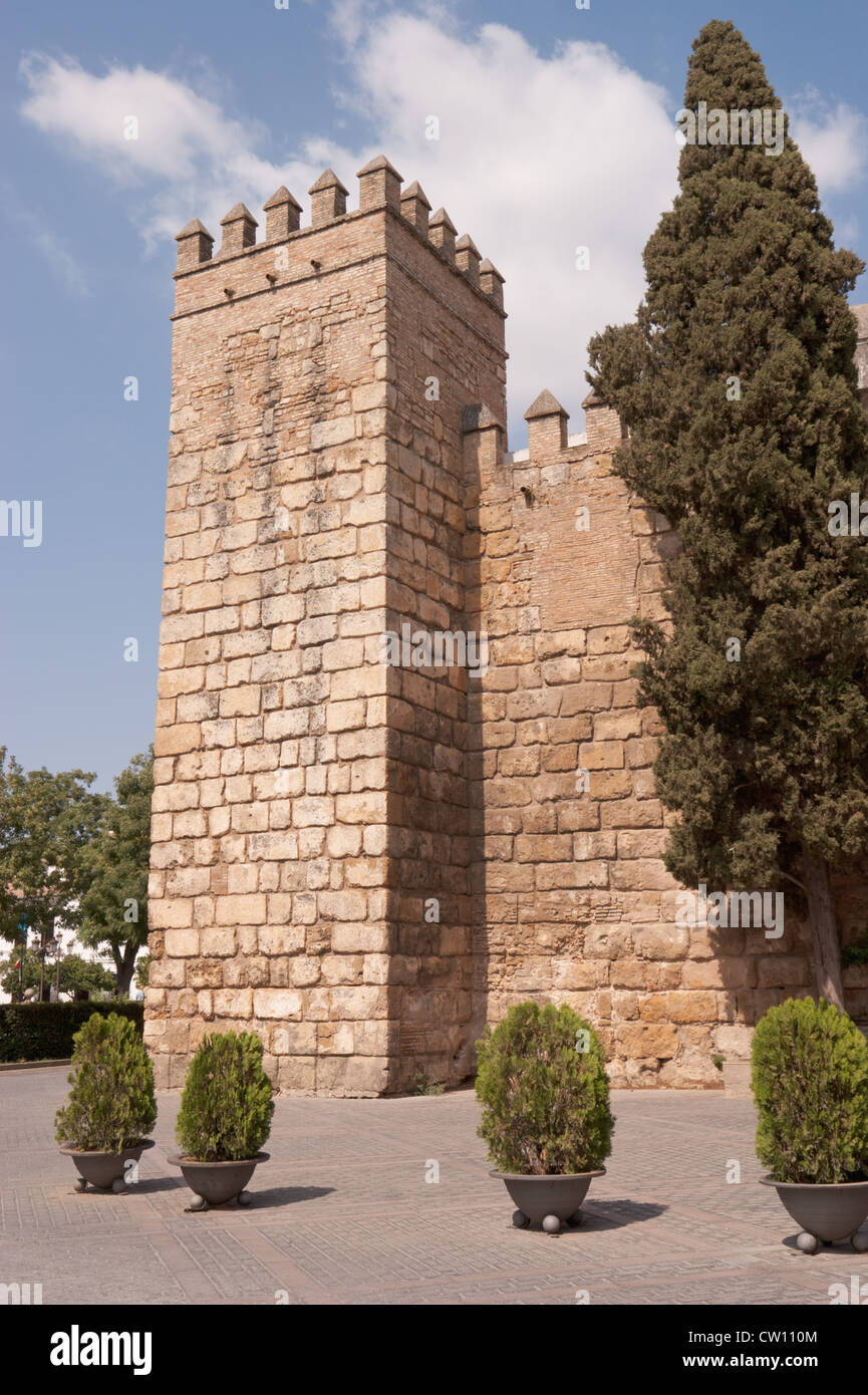 Surrounding walls of the "Real Alcazar" (Royal Alcazar) of Sevilla ...