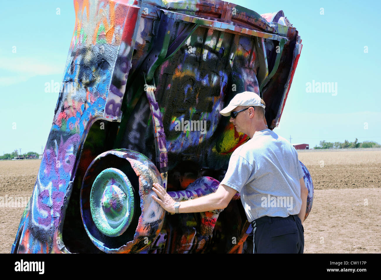 Cadillac Ranch along the historic Route 66, Amarillo, Texas, USA Stock ...