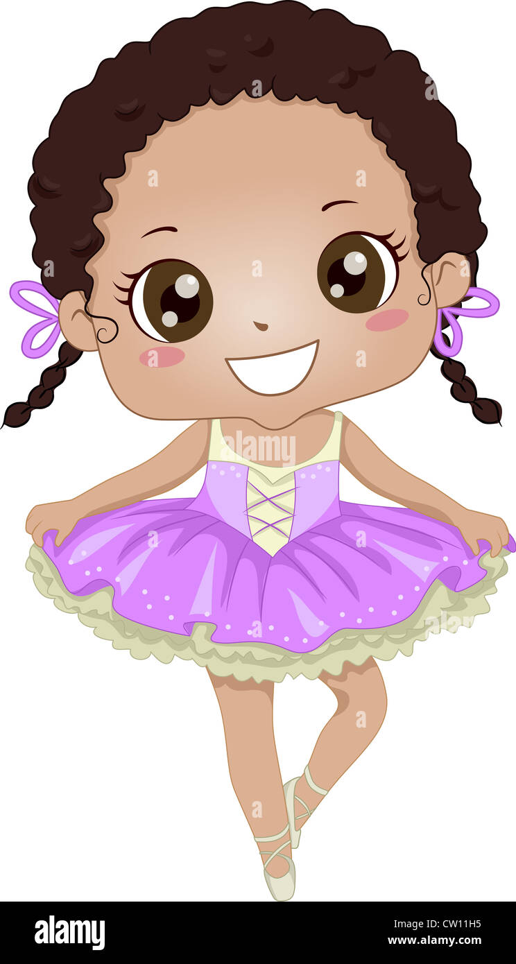 Illustration of a Young African-American Ballerina Wearing a Tutu Stock ...