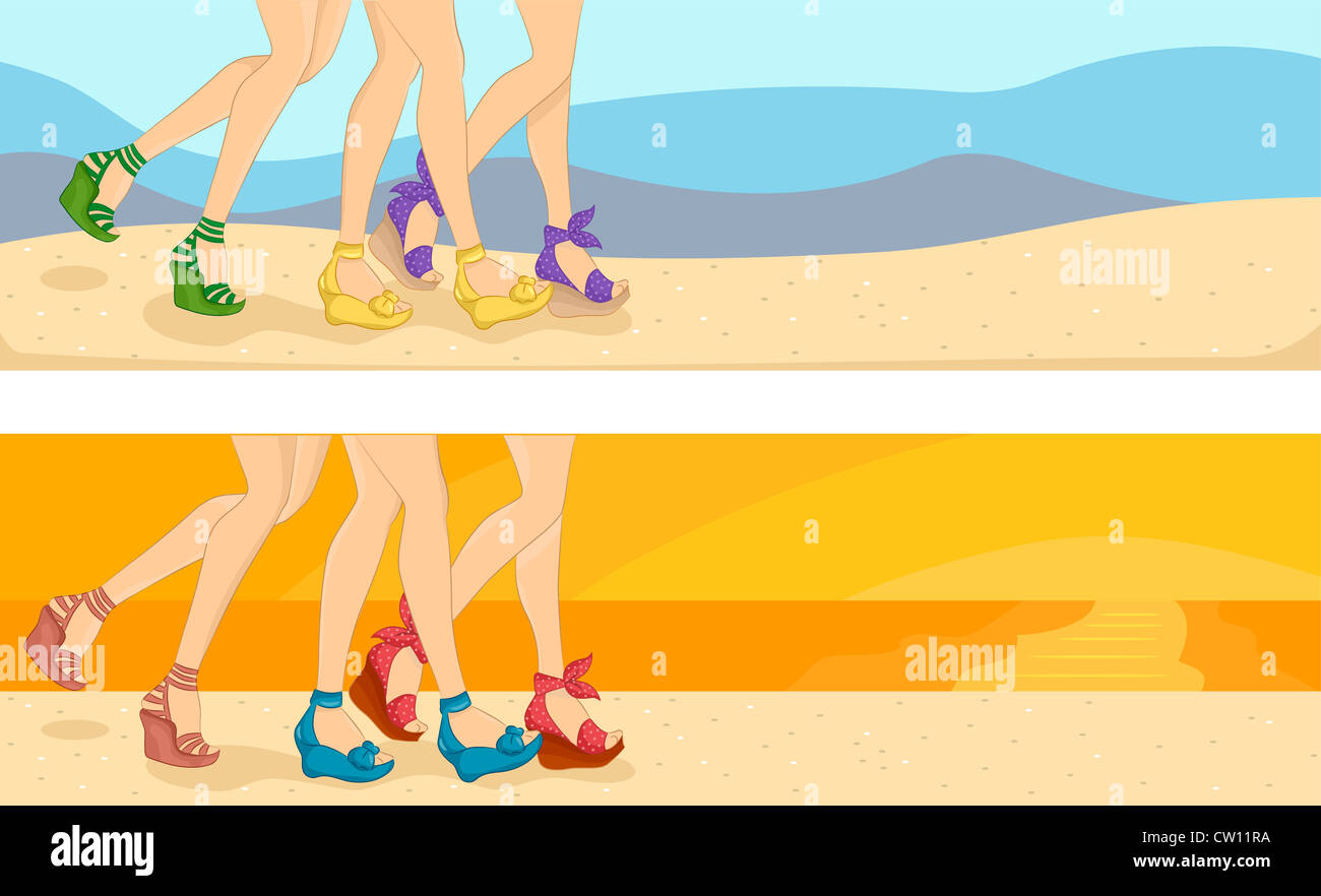 Header Illustration Featuring a Scene at the Beach Stock Photo - Alamy