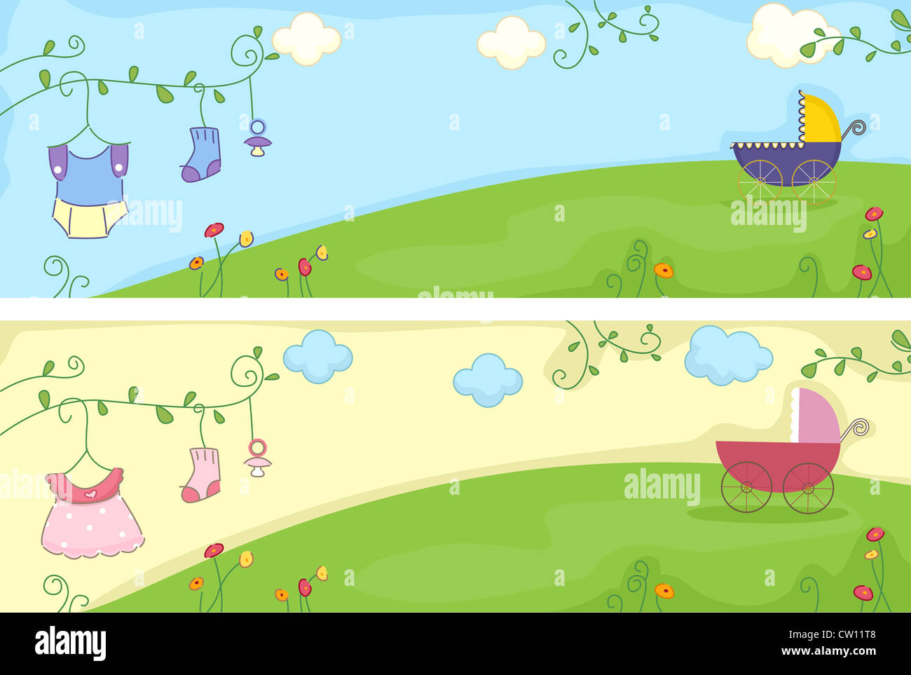 Header Illustration Featuring Baby-related Items Stock Photo - Alamy