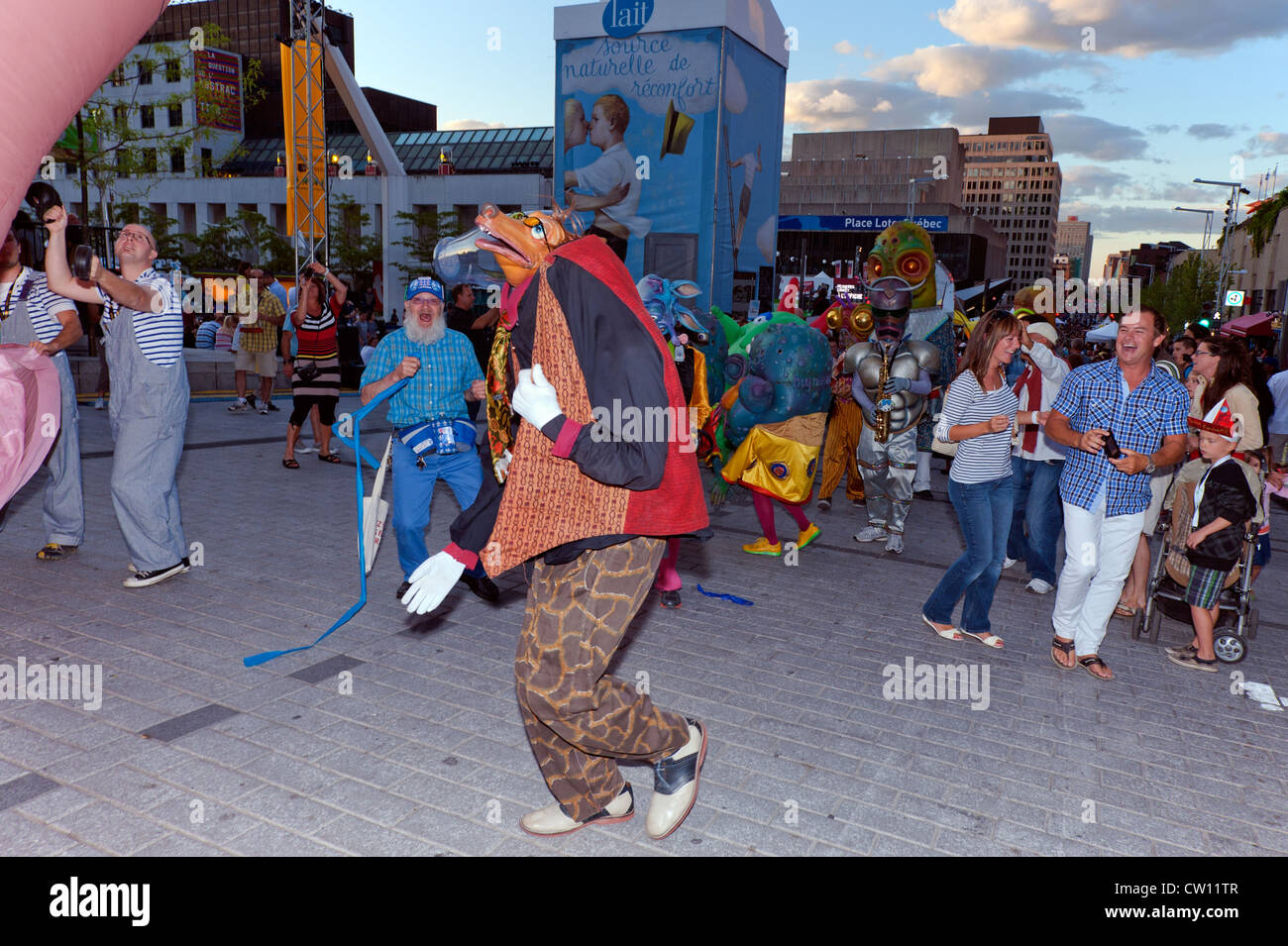 Big Nazo masked musicians performing on the street during the Montreal ...