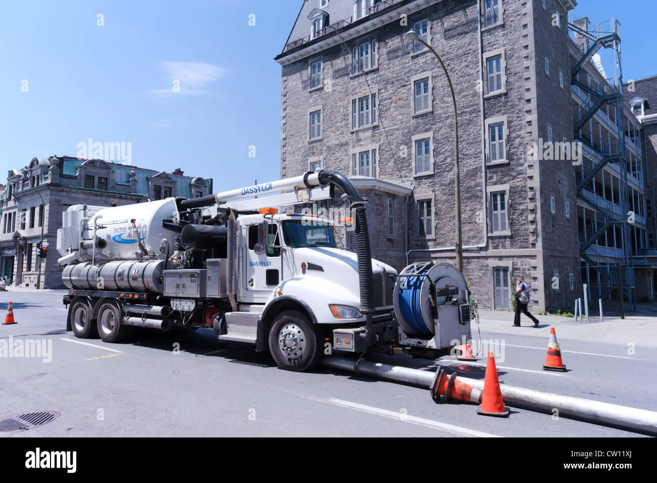 Vactor 2100 sewer vacuum cleaner truck on Ste Catherine street ...