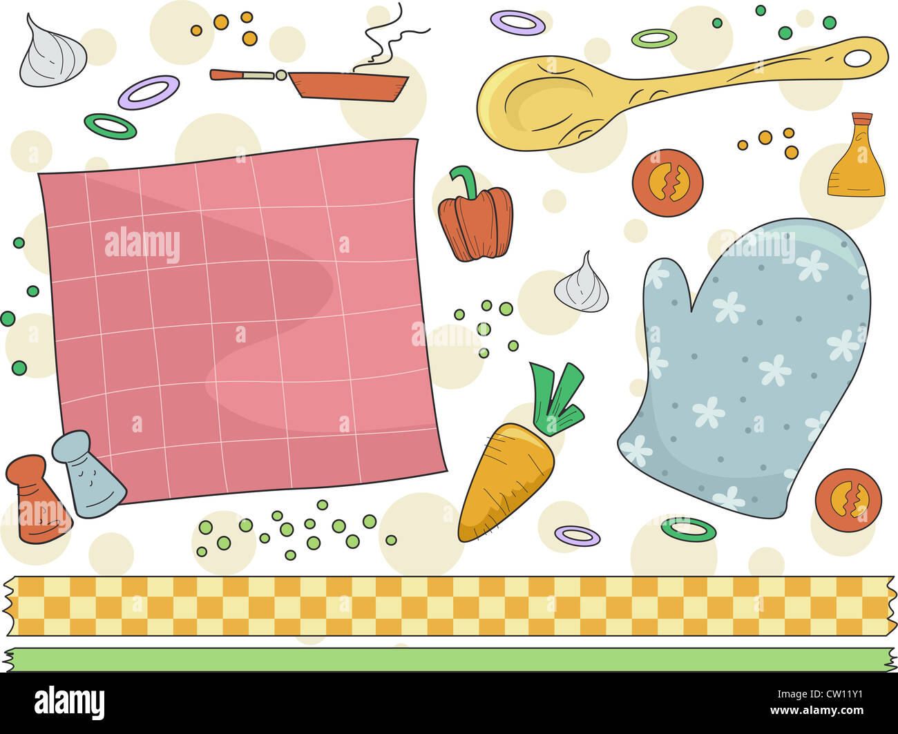 Border Illustration Featuring Cooking Related Items Stock Photo - Alamy