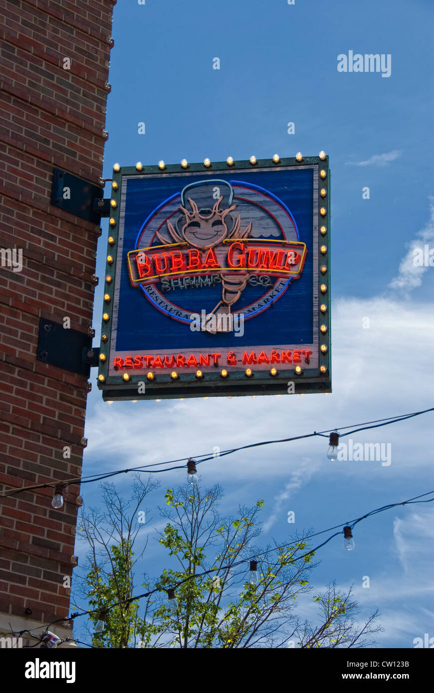 Bubba Gump neon sign at Navy Pier, Chicago, Illinois Stock Photo - Alamy
