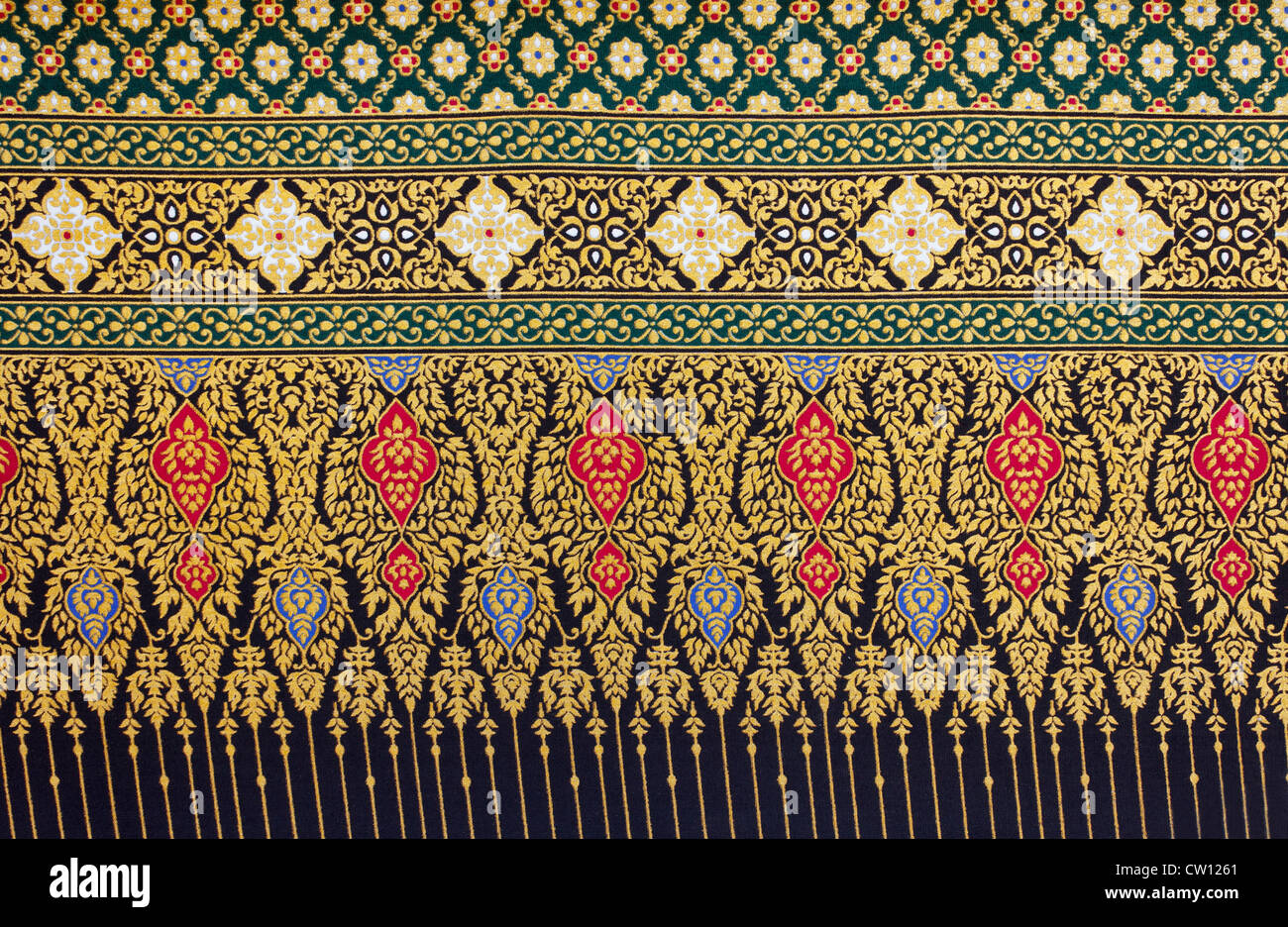 Background of fabric cotton material with a traditional Thai pattern ...