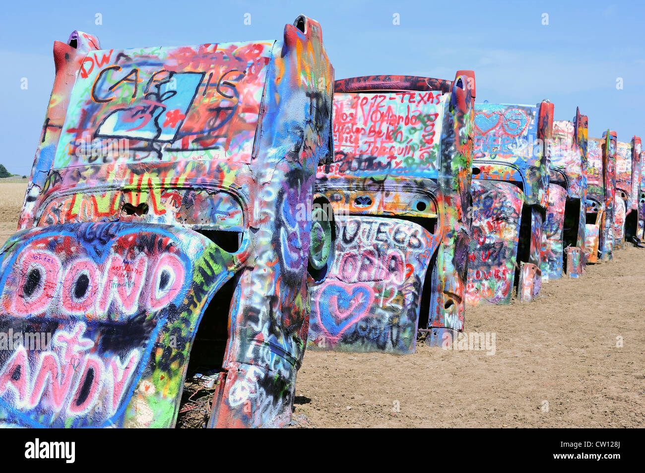 Cadillac Ranch along the historic Route 66, Amarillo, Texas, USA Stock ...