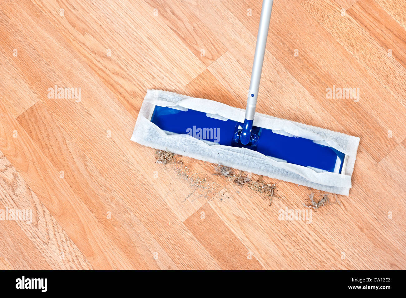 Image of a modern floor dusting mop being used to clean hair and dirt ...
