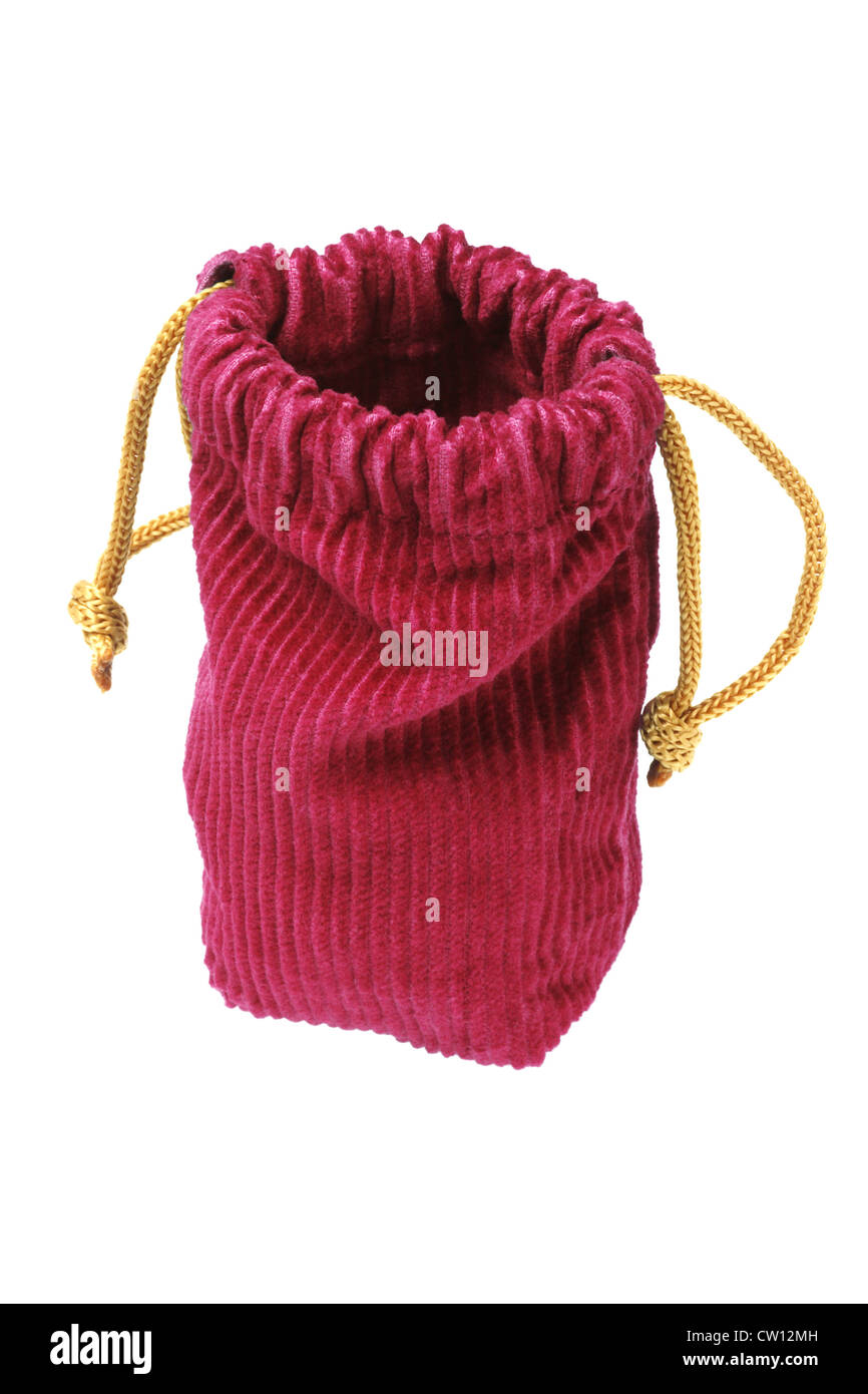 Open Empty Corduroy Fabric Pouch on White Background Stock Photo - Alamy