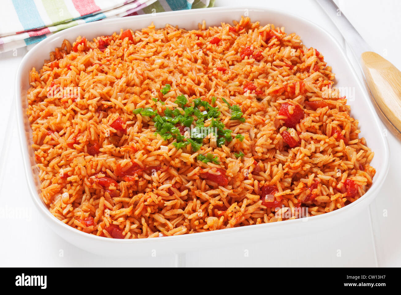 Spanish rice, perfect accompaniment for all Mexican dishes, topped with ...