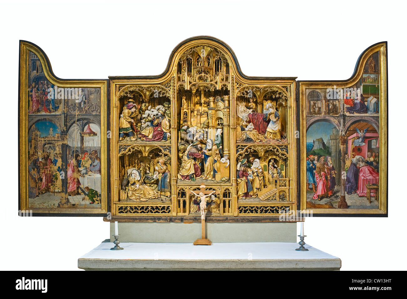 Catholic triptych inside a church Stock Photo - Alamy