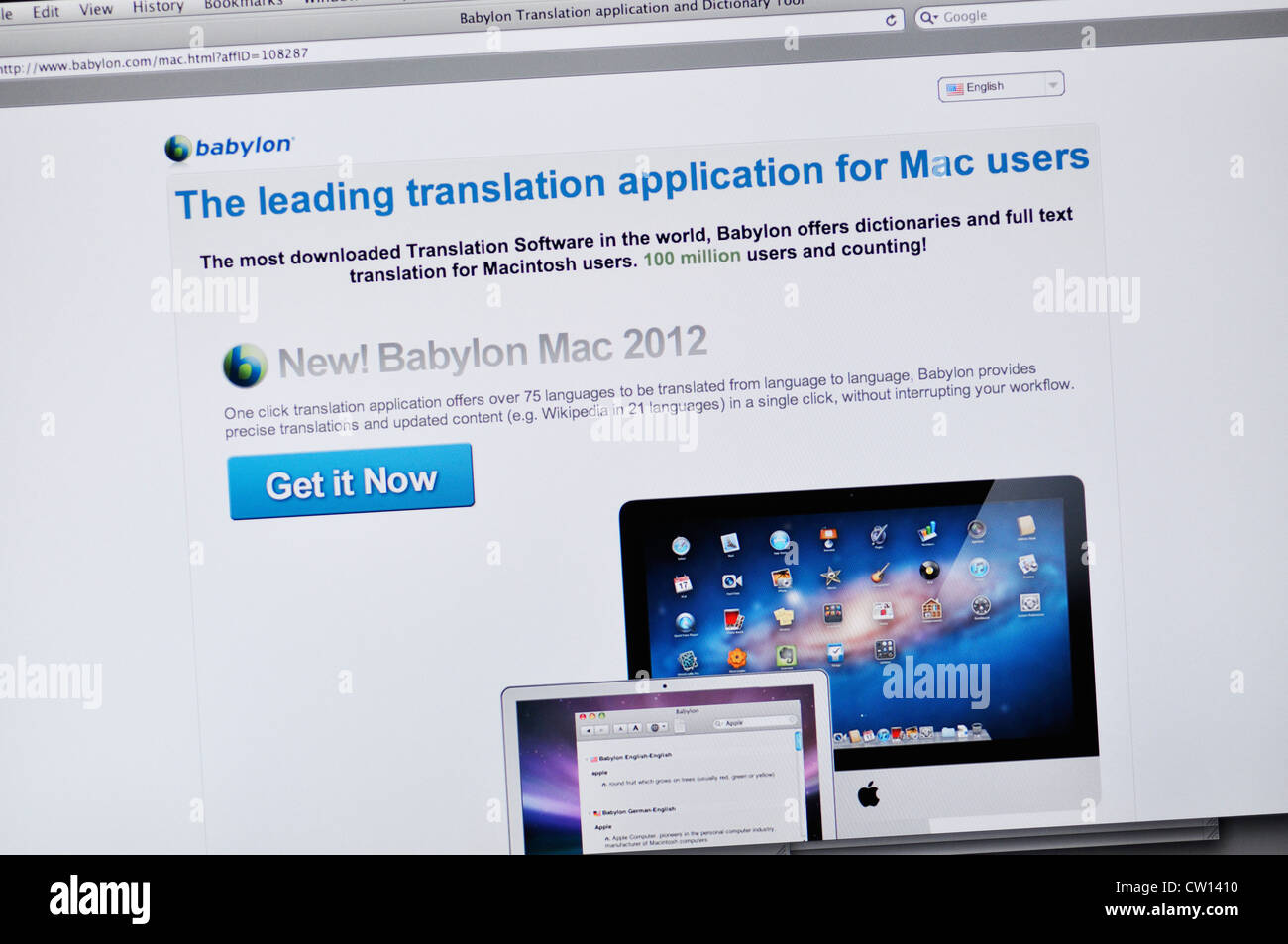 Babylon translation website Stock Photo - Alamy