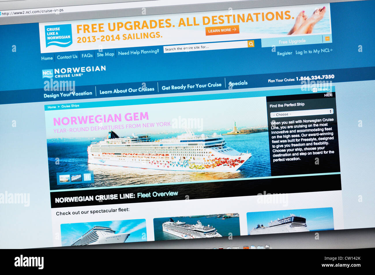 Norwegian cruise website Stock Photo - Alamy