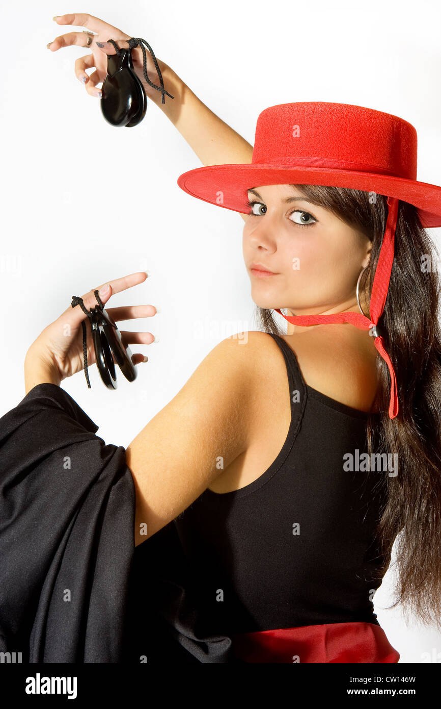 Beautiful spanish flamenco dancer castanets hi-res stock photography ...