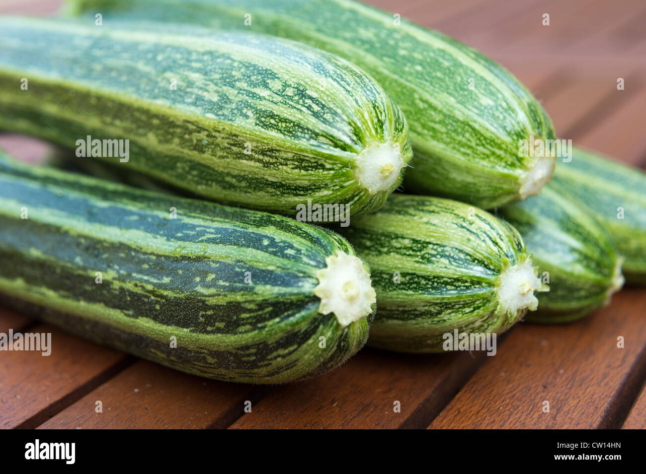 Freshly Harvested Courgettes on Garden Table Stock Photo - Alamy