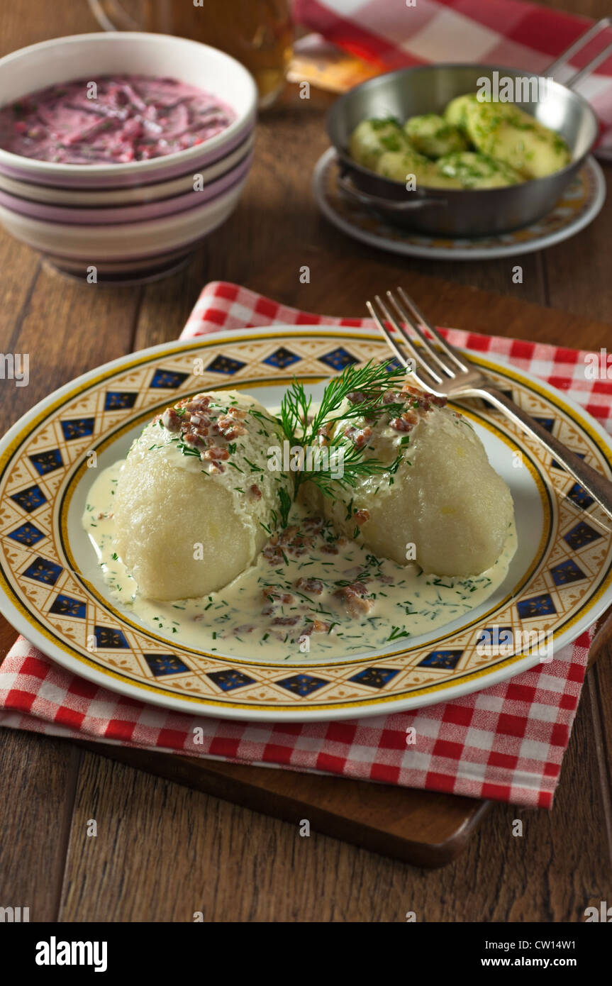 Cepelinai Zeppelin Dumplings and Borscht Lithuanian food Stock Photo ...