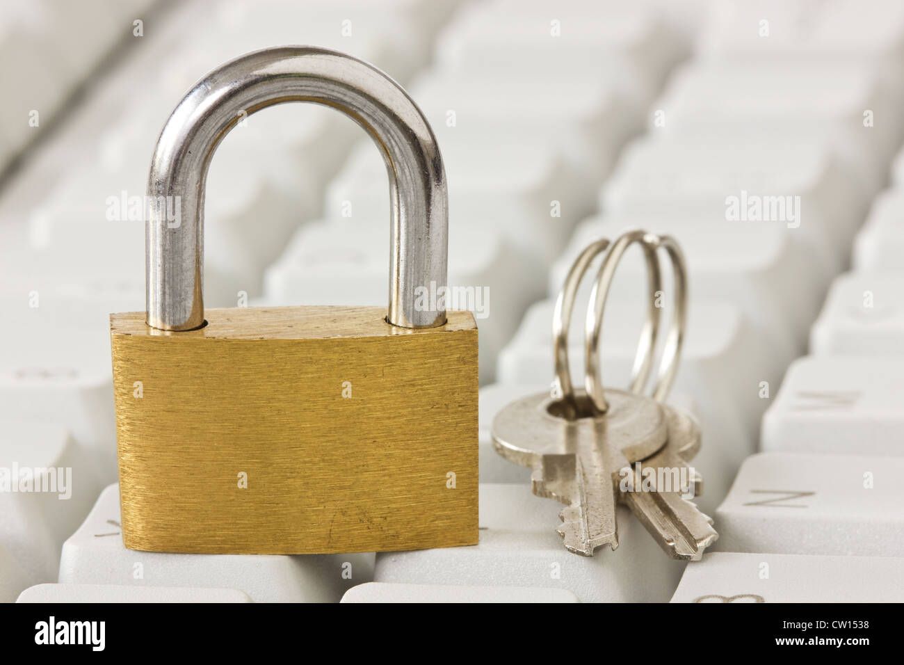 padlock with a keys on computer keyboard Stock Photo - Alamy