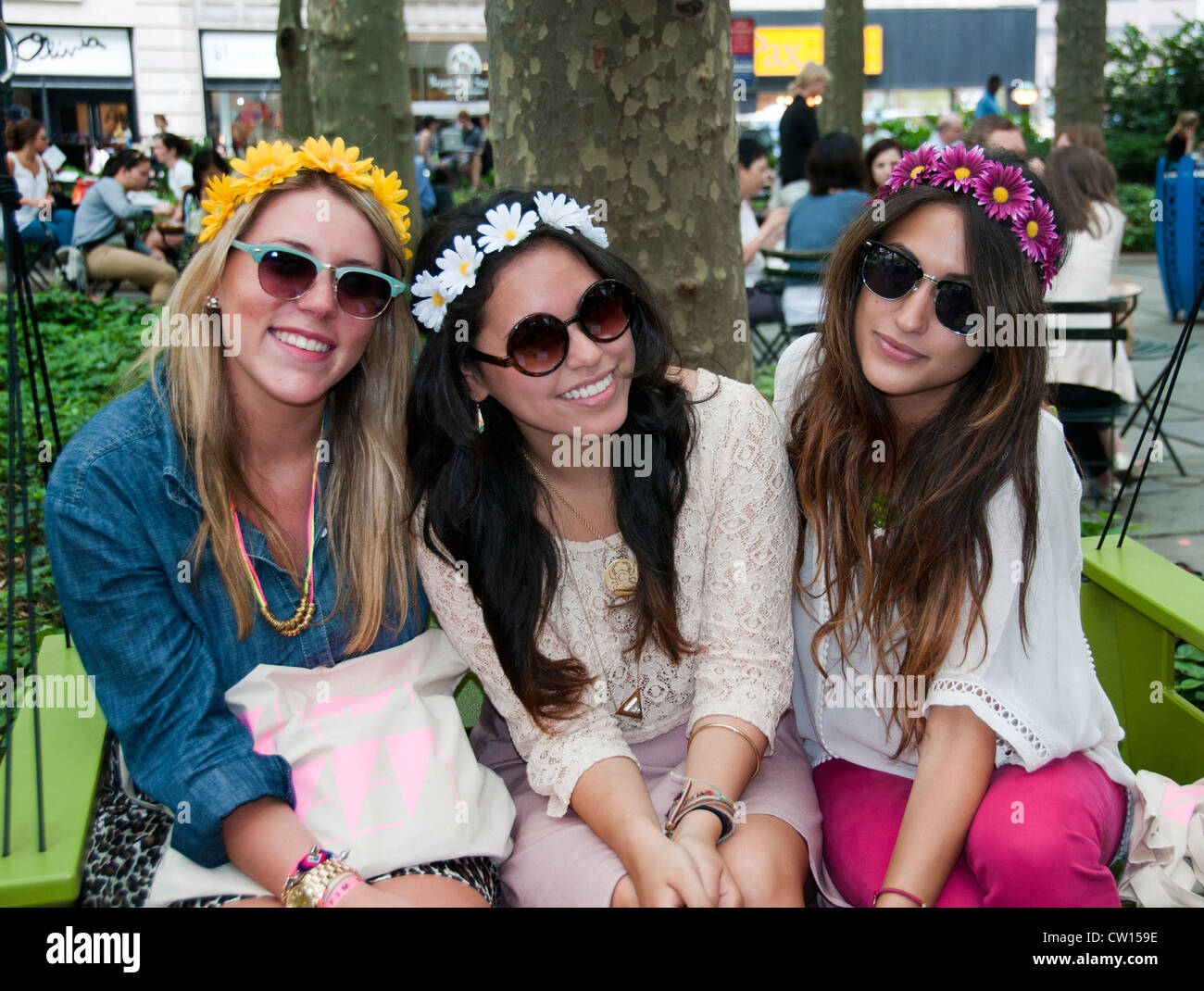 Smiling Young Woman Flowers Fun Bryant Park Manhattan New York City ...