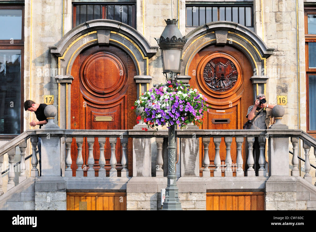 Brussels, Belgium. Grand Place. Photographers on steps of La Maison des ...