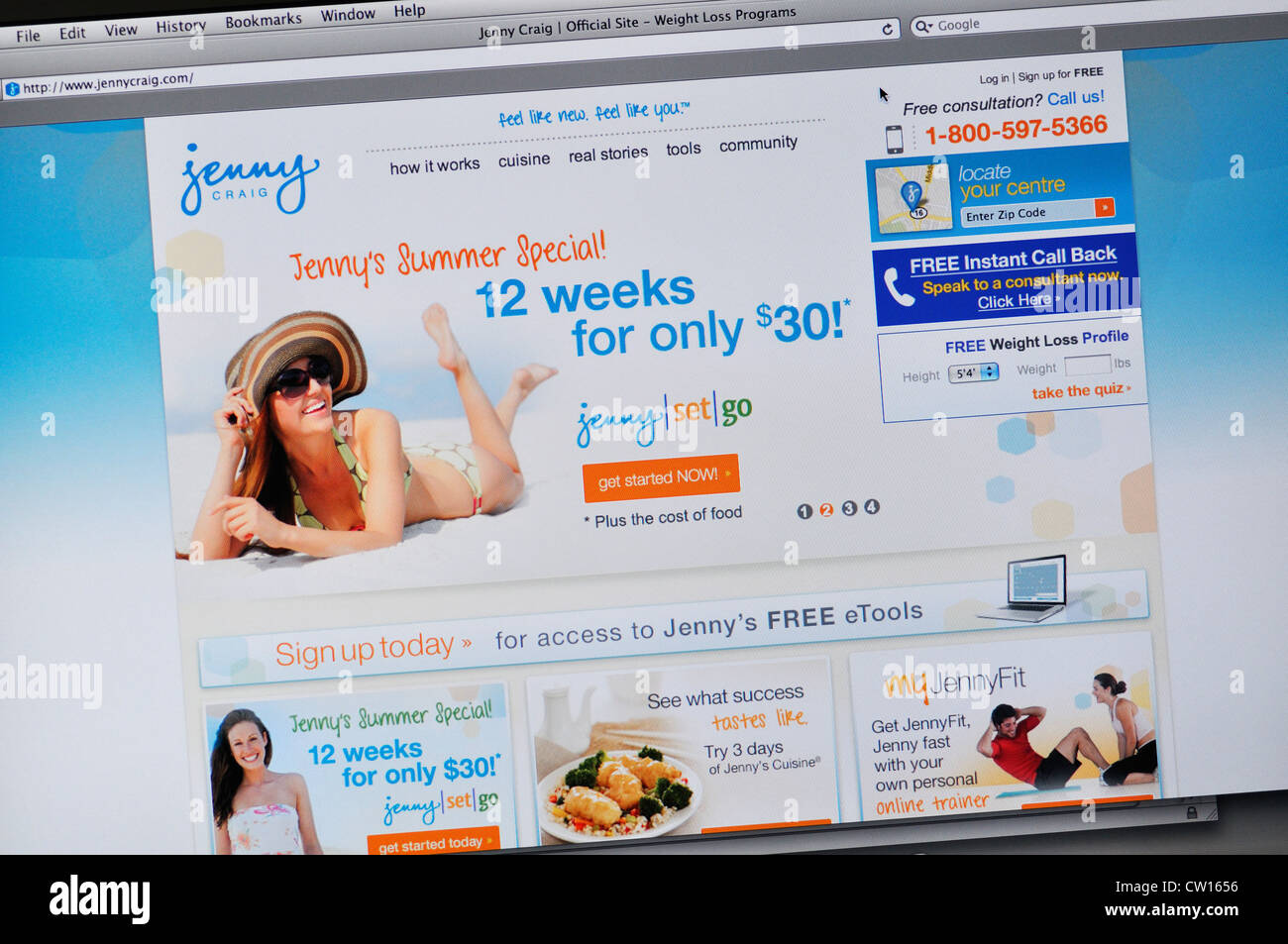 Jenny Craig weight loss and diet website Stock Photo - Alamy