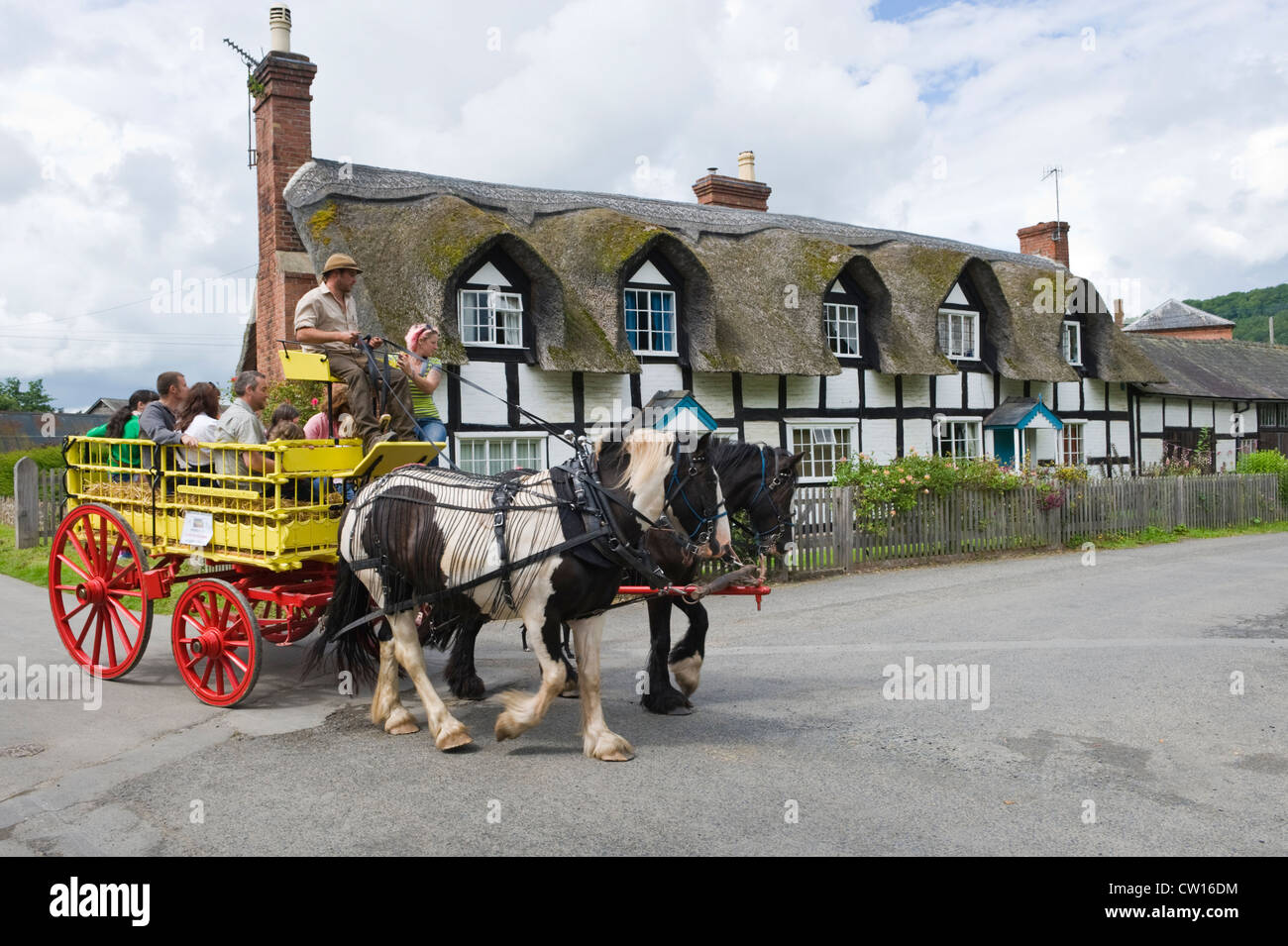 Rides for visitors on horse and cart at village fete on Scarecrow Day ...