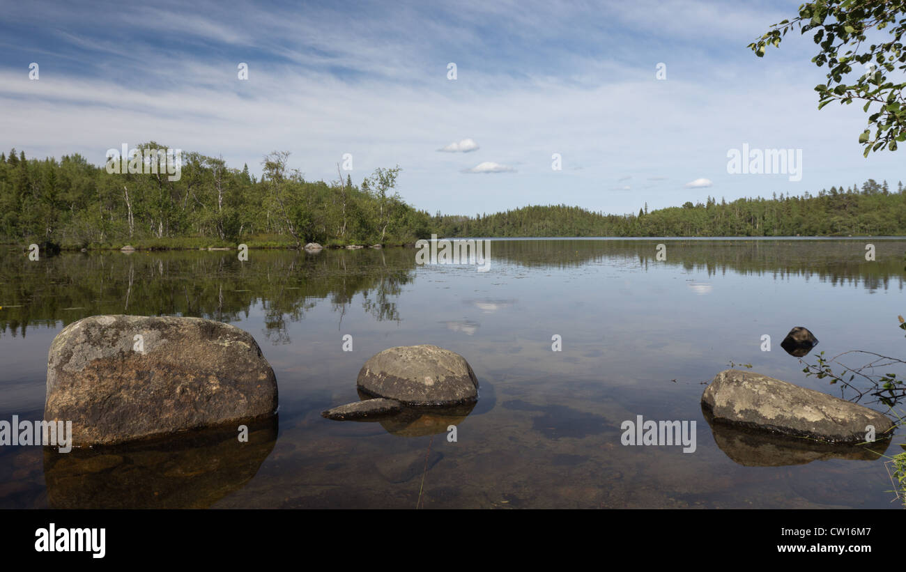 Stones in the Forest Lake Stock Photo - Alamy