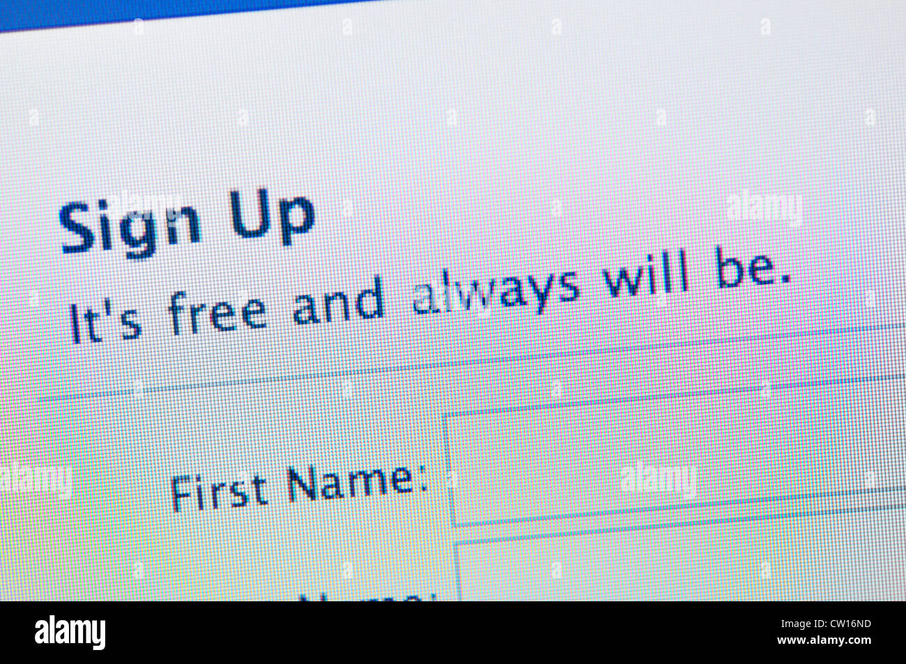 Facebook sign up website Stock Photo - Alamy