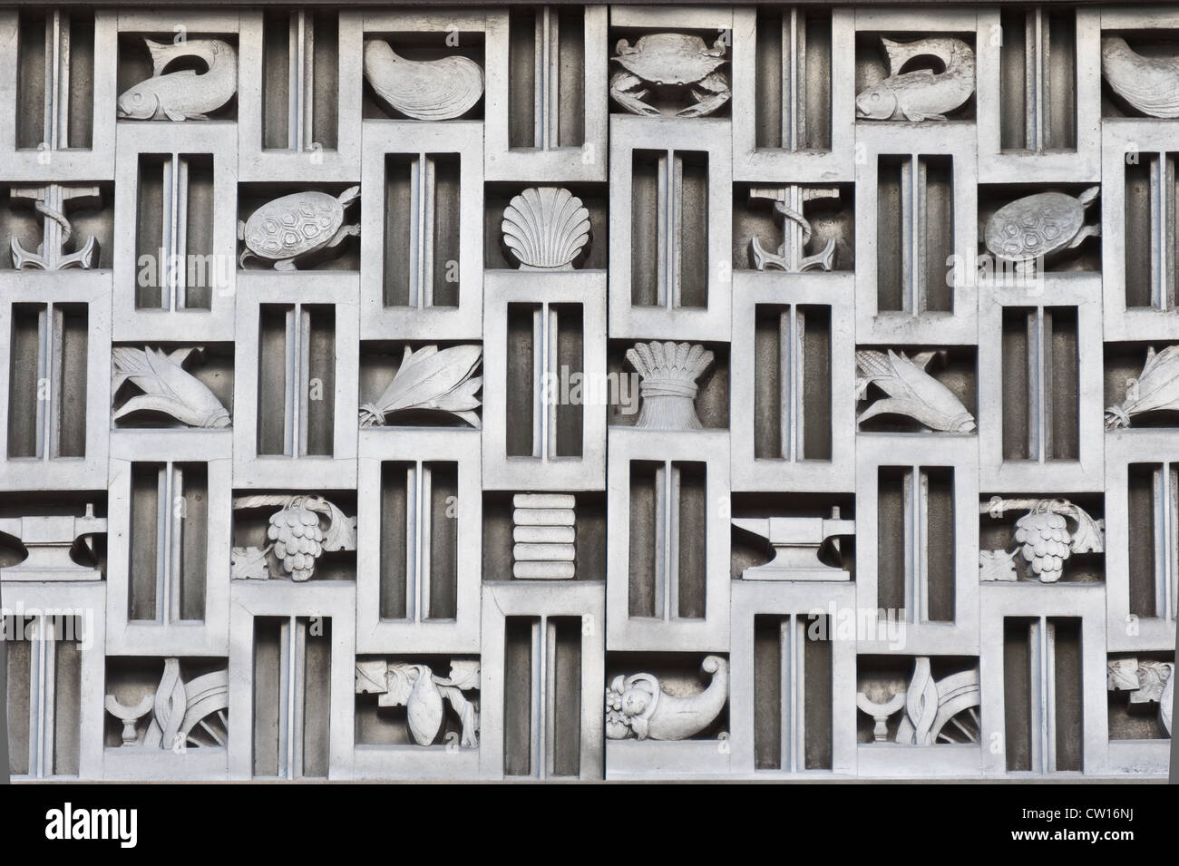 Baltimore Superblock relief sculptures in architecture Stock Photo - Alamy