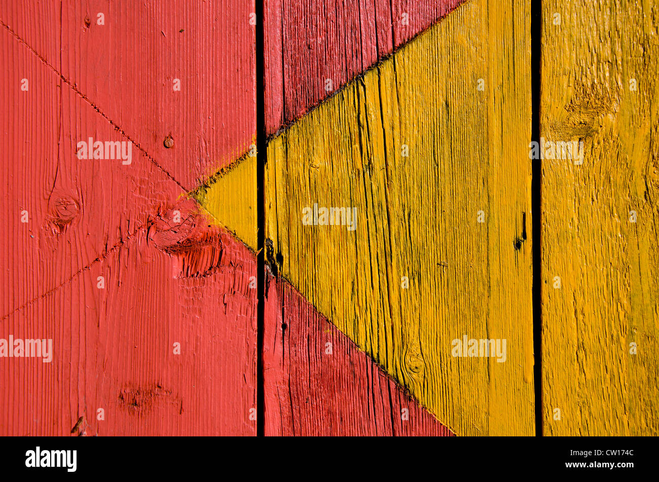 yellow and red painted wooden board background and texture Stock Photo ...