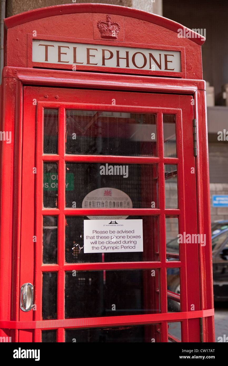 An unused Telephone box closed for security reasons during the 2012 ...