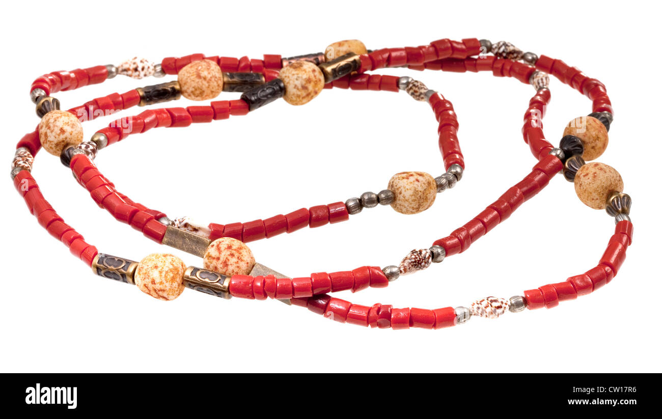 red coral lady's bead isolated on white Stock Photo - Alamy