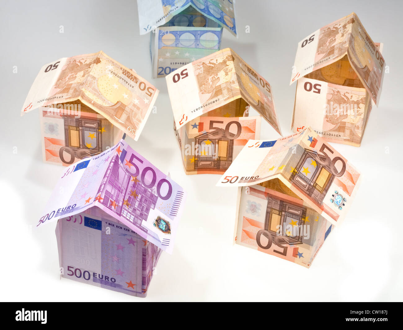 expensive houses from euro banknotes Stock Photo - Alamy