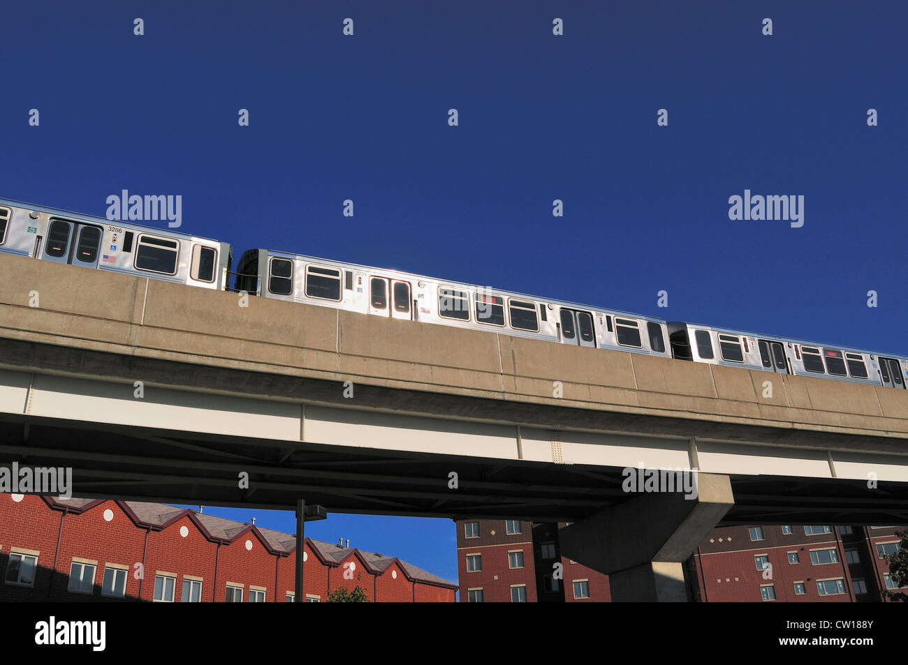 CTA rapid transit Orange Line elevated train, Chicago, Illinois, USA ...
