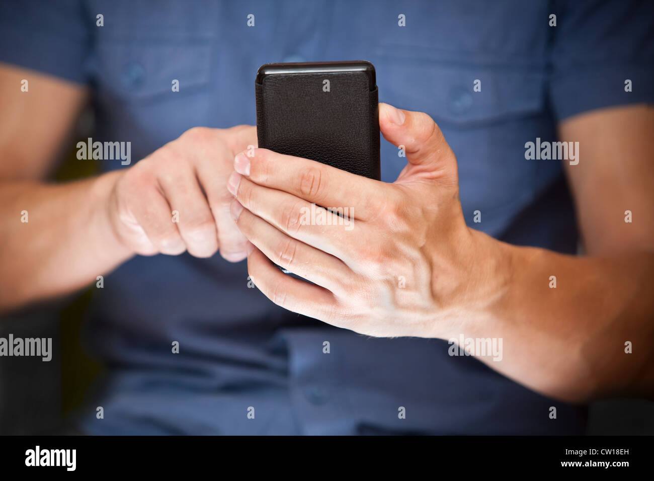 Close up of a man using mobile smart phone Stock Photo - Alamy