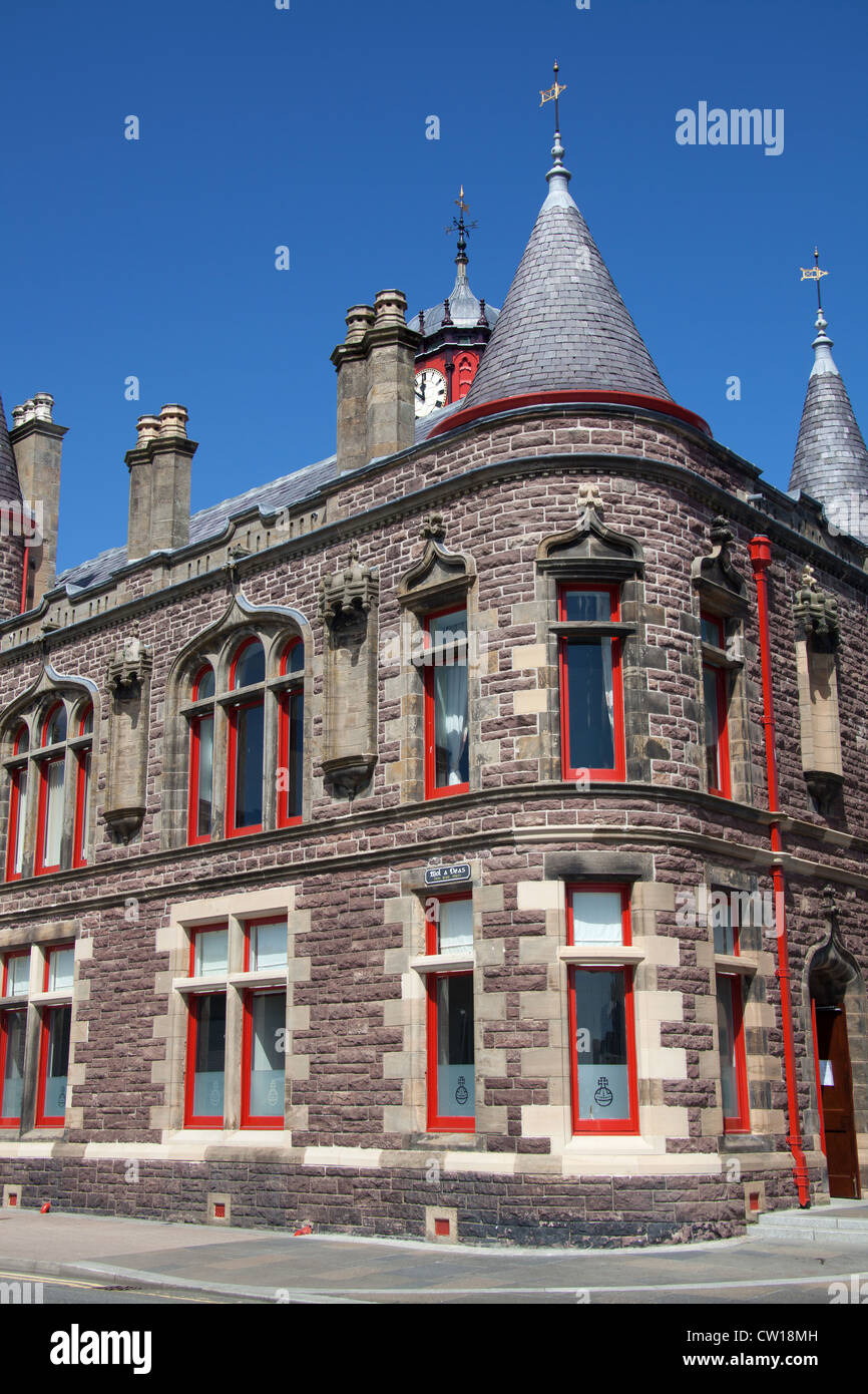 Town of Stornoway, Scotland. Picturesque view of the Old Town Hall on ...