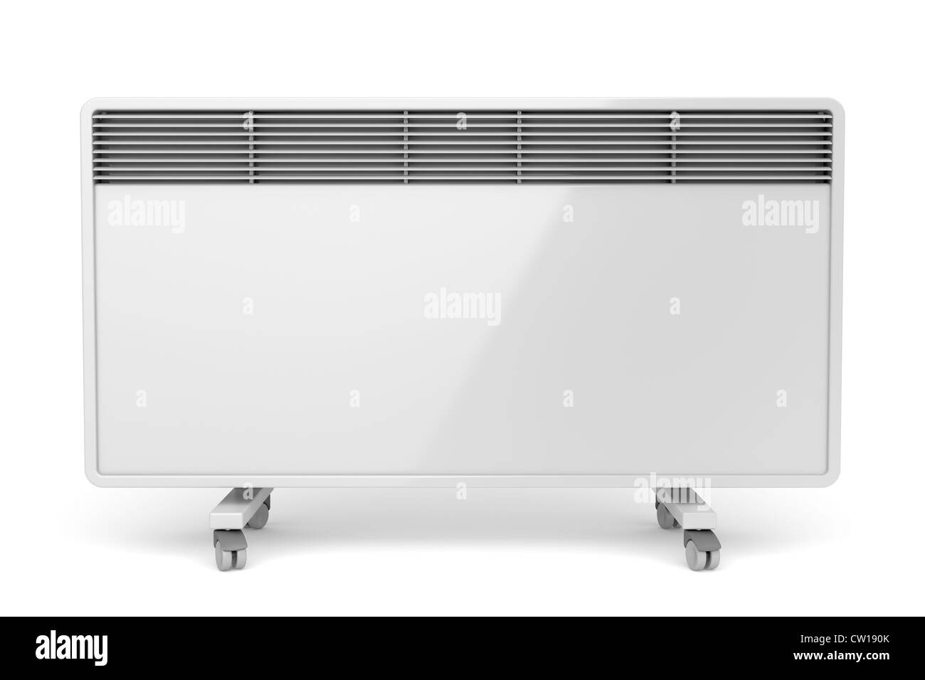 Mobile electric panel heater on white Stock Photo - Alamy