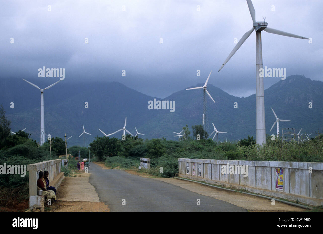 INDIA Tamil Nadu Kannyakumari Cape Comorin , windfarm with large wind ...