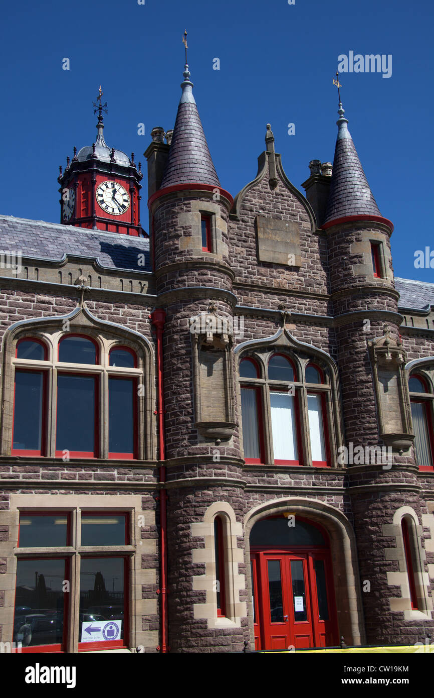 Town of Stornoway, Scotland. Picturesque view of the Old Town Hall on ...