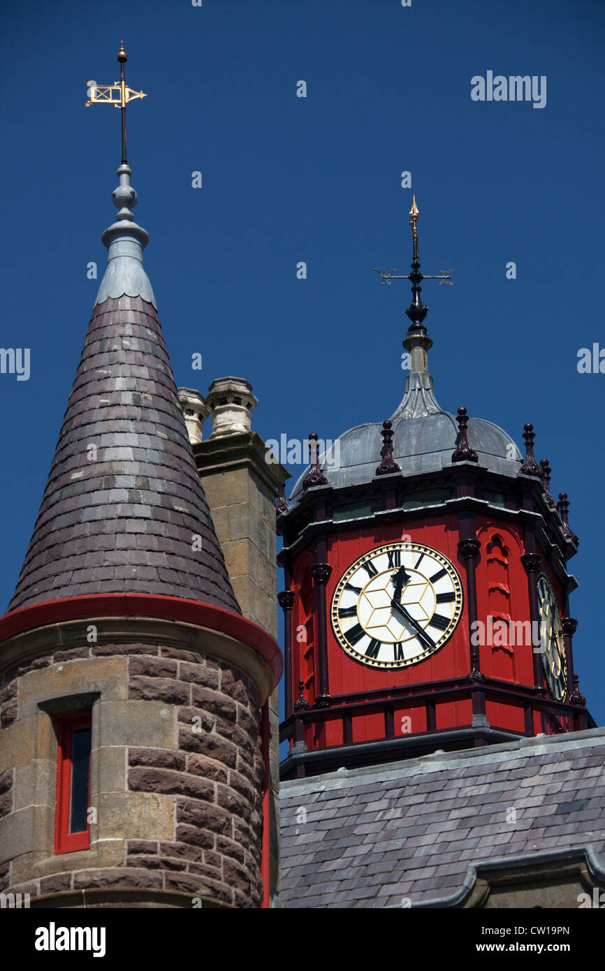 Town of Stornoway, Scotland. Close up view of the Old Town Hall clock ...