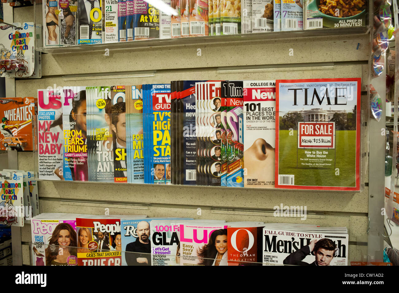 A collection of various magazines on sale are seen in a supermarket in ...