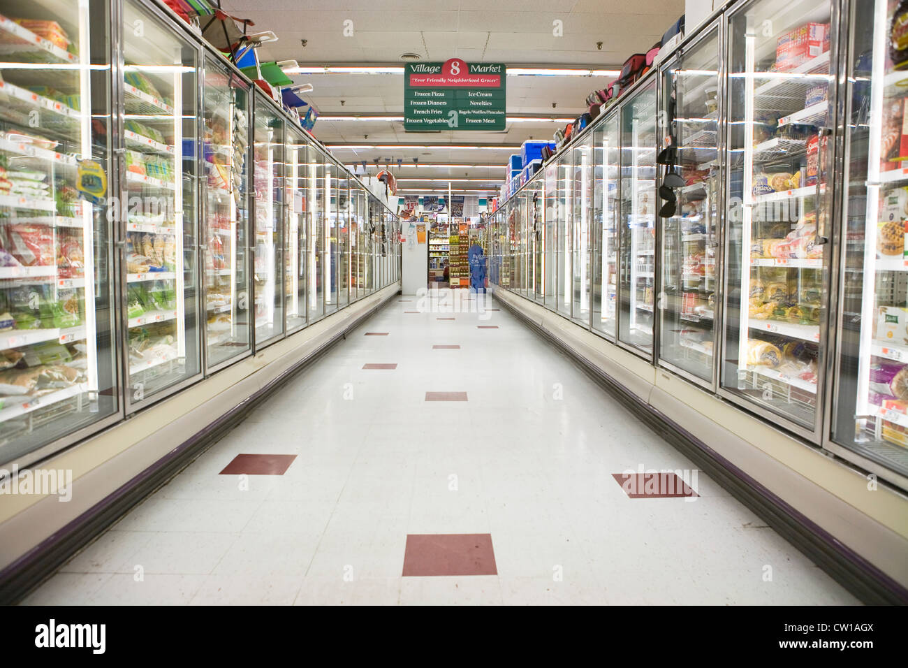 Frozen Food Section of Grocery Store Stock Photo - Alamy