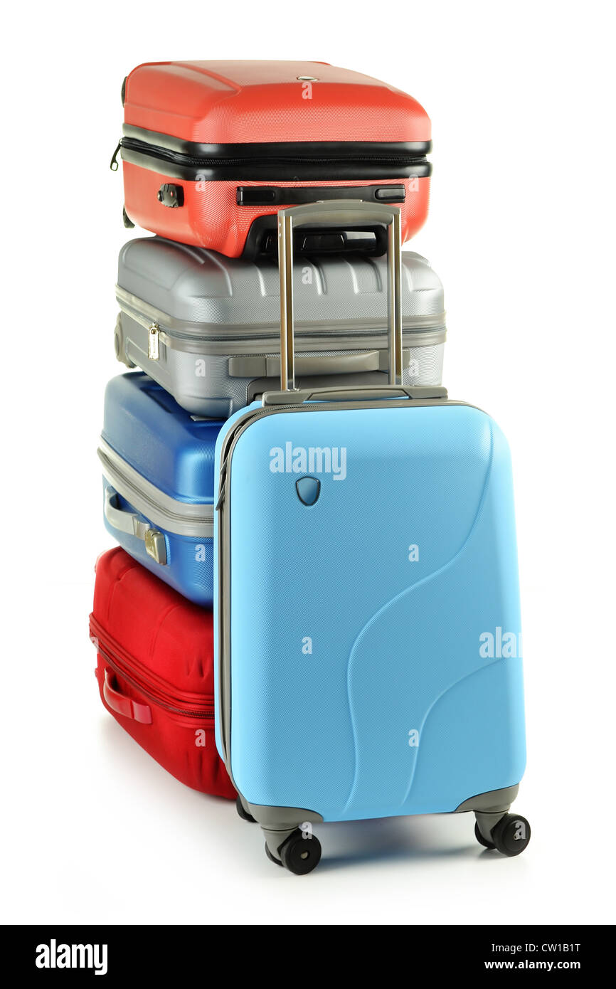 Luggage consisting of plycarbonate suitcases isolated on white Stock ...