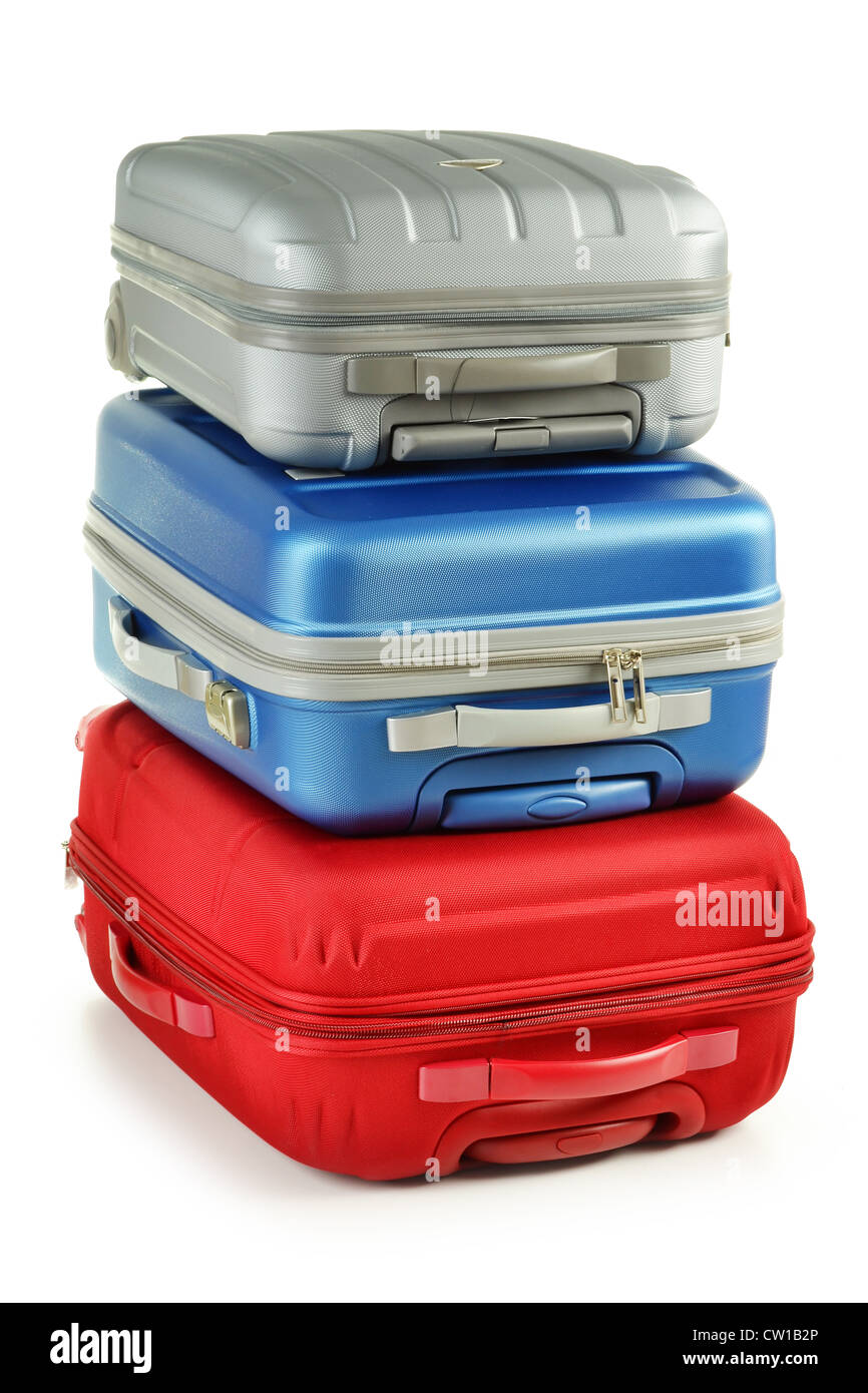Luggage consisting of plycarbonate suitcases isolated on white Stock ...